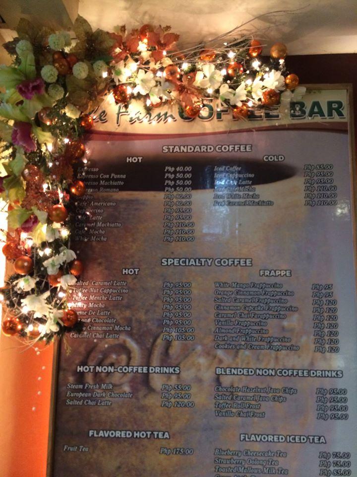 Menu at The Farm Coffee Bar, Koronadal City
