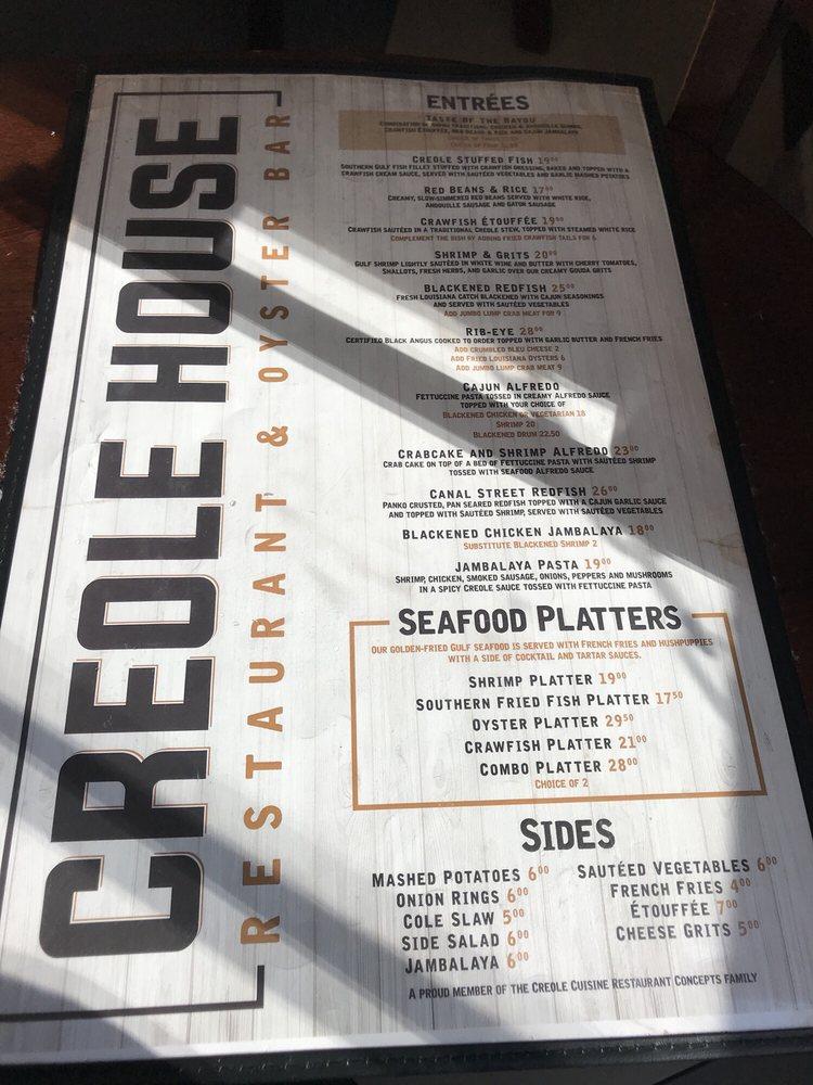 Menu at Creole House Restaurant & Oyster Bar, New Orleans