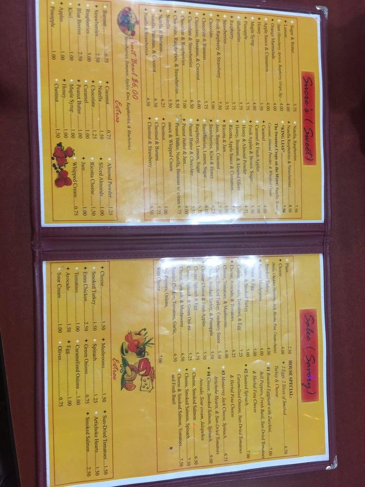 Menu at Crêpes Ooh La La restaurant, Walnut Creek
