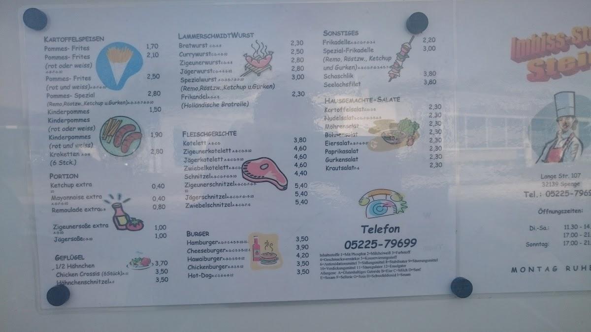 Menu at Imbiss Stein pub & bar, Spenge