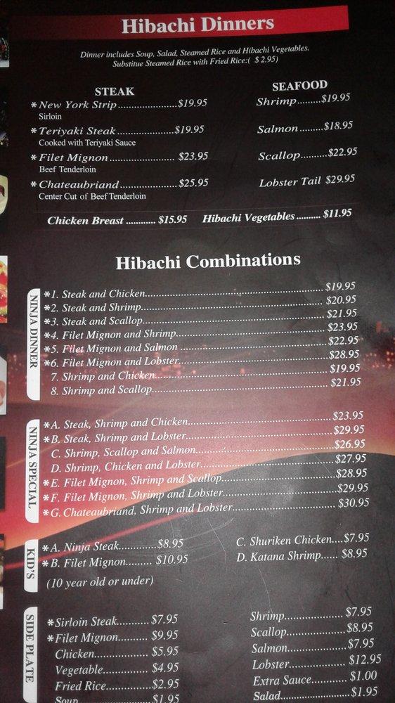Menu at Ninja Steak and Sushi restaurant, Braselton, Old Winder Hwy