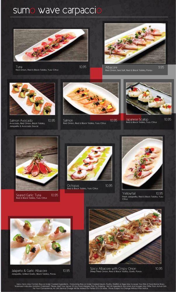 Menu at Sumo Japanese Restaurant, Ventura, S Victoria Ave