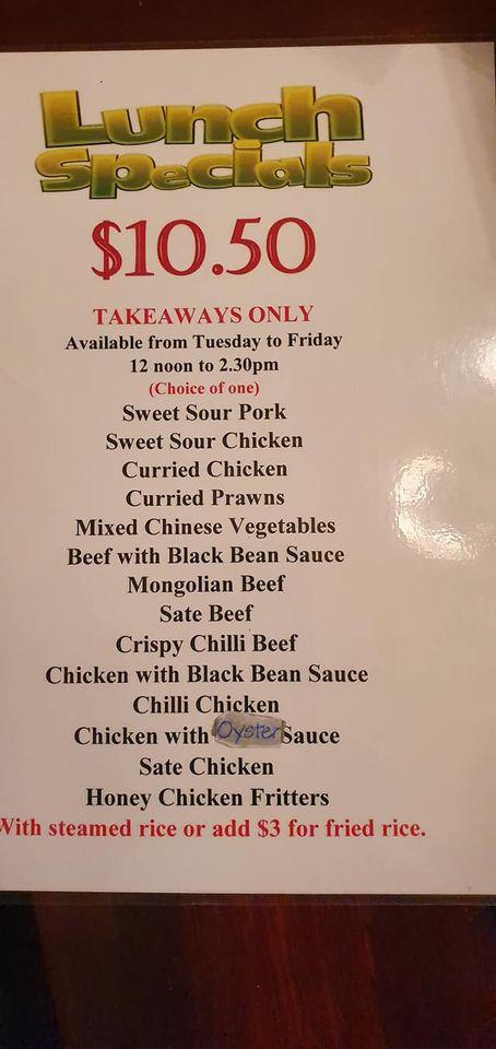 Menu at Canton Chinese Restaurant, Queanbeyan