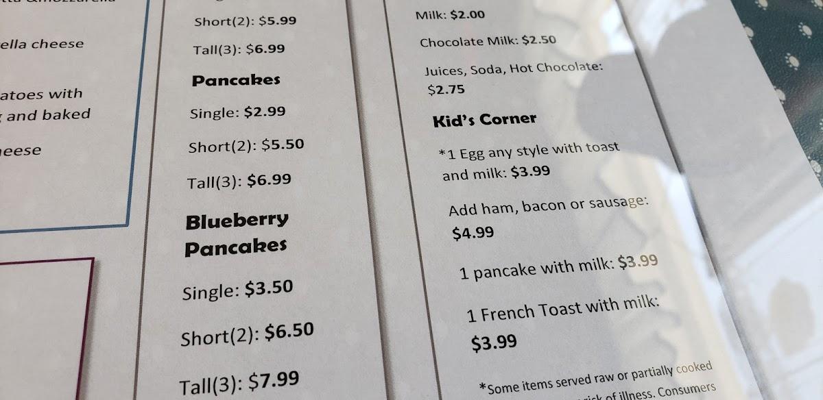 Menu at Christina's Place restaurant, Westerly