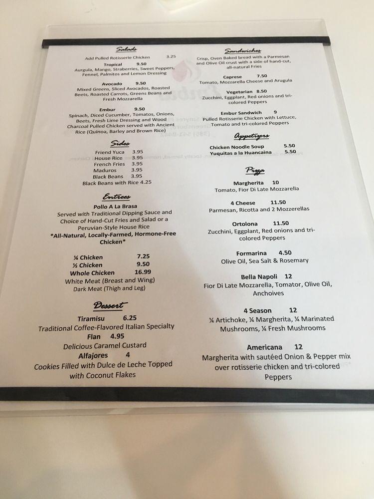 Menu at Embur Fire Fusion desserts, Greensboro