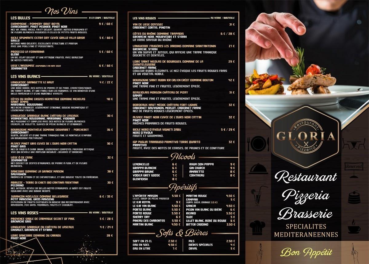 Menu au Gloria Pizzeria Liège, Liège