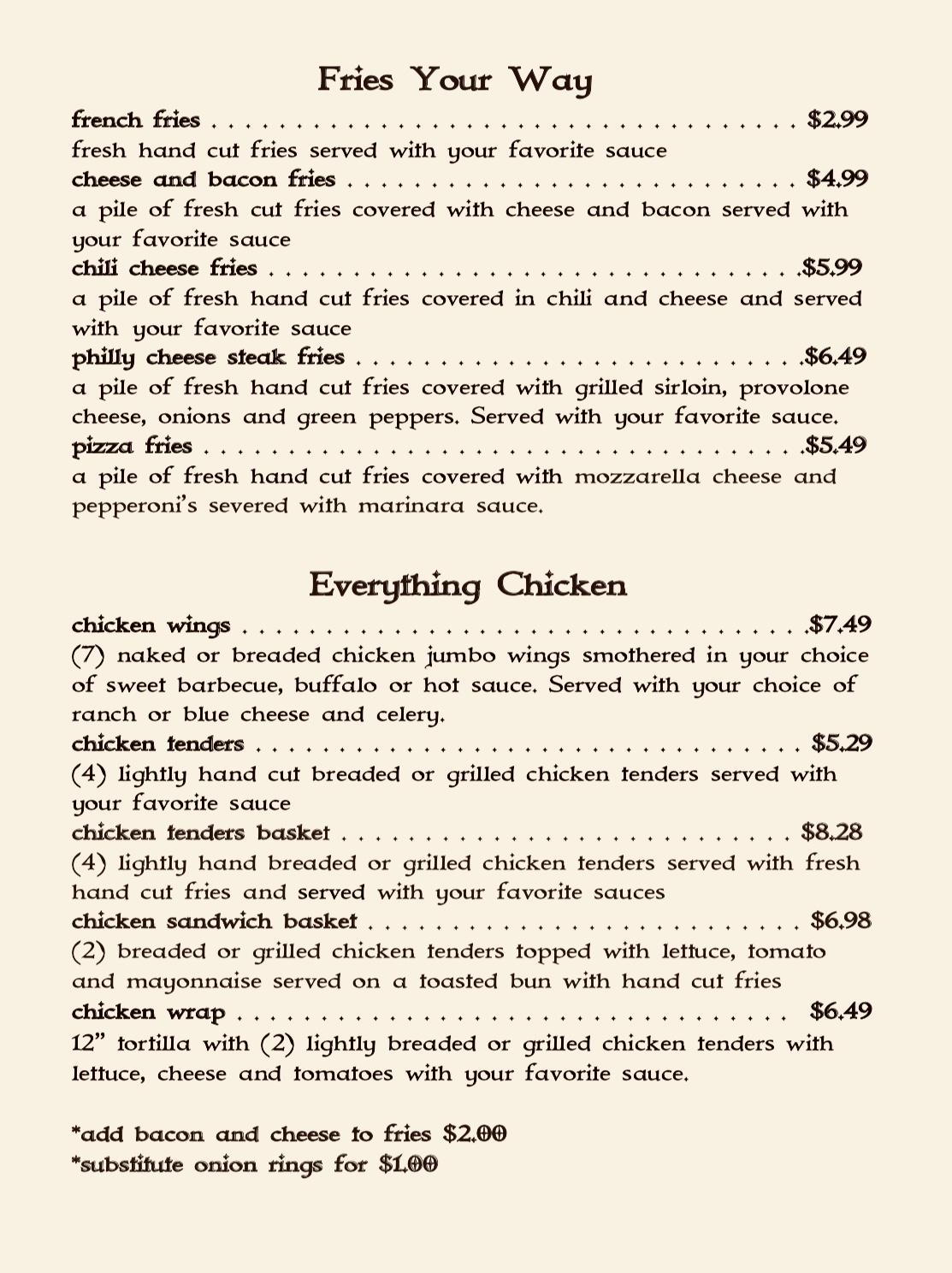 Menu at The Hitching Post Saloon pub & bar, Darrtown, Hamilton Richmond Rd