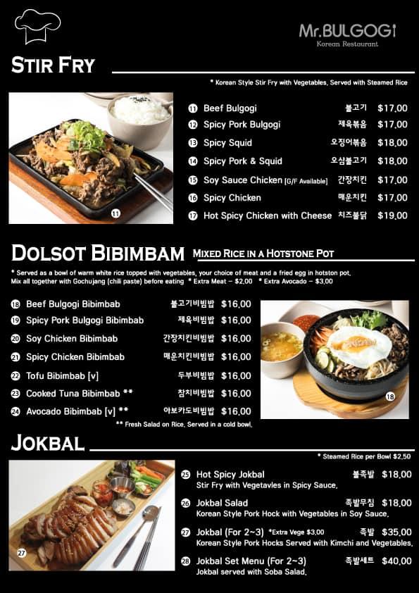 Menu at Mr. Bulgogi Korean Restaurant St Morris, Saint Morris