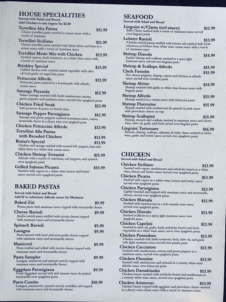 Menu at Roma Italian Restaurant, Hugo