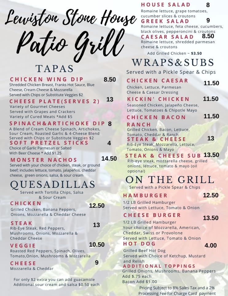 Menu at The Lewiston Stone House pub & bar, Lewiston
