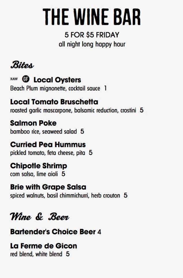 Menu at Washington Inn & Wine Bar, Cape May
