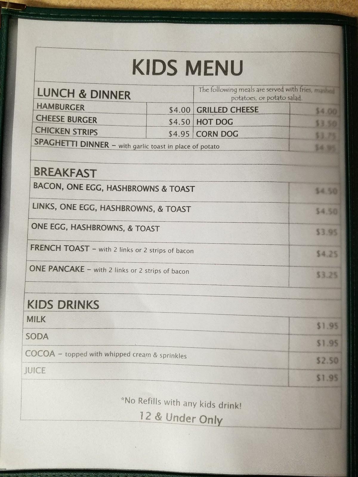 Menu at Wayside Cafe, Heyburn, ID-24