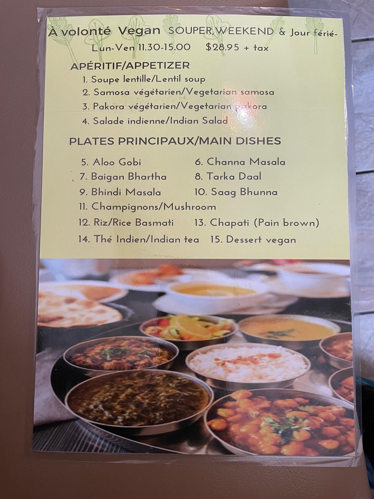 Menu at Buffet Maharani restaurant, Montréal, 808 Rue Jean-Talon O