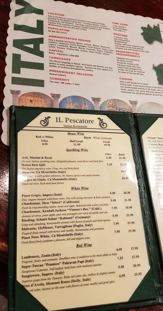 Menu at IL Pescatore pub & bar, Orlando