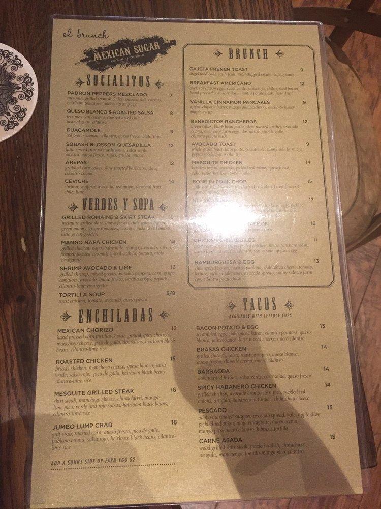 Menu at Mexican Sugar restaurant, Plano, Lone Star Dr Suite B150