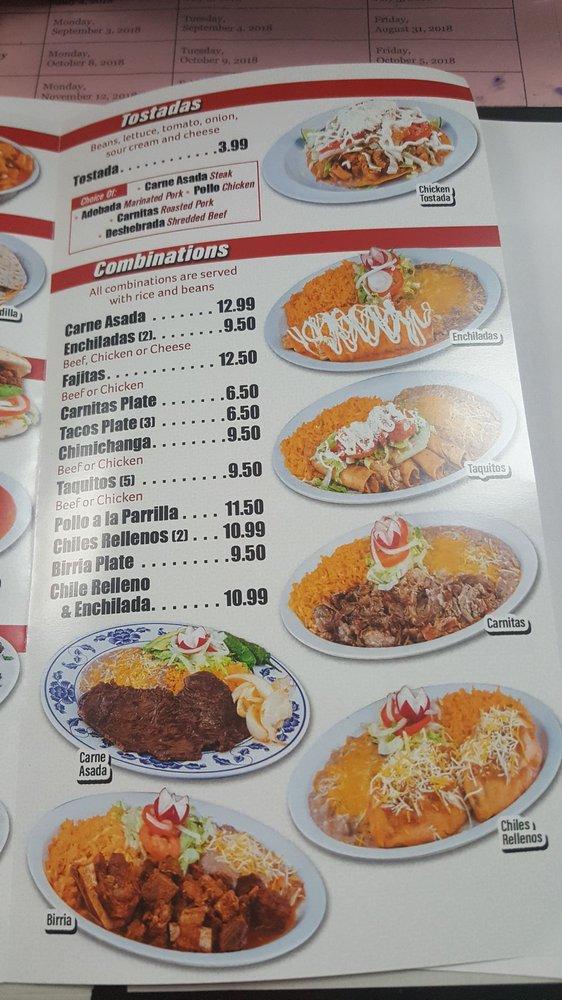 Menu at Taqueria Rico Taco restaurant, Portland