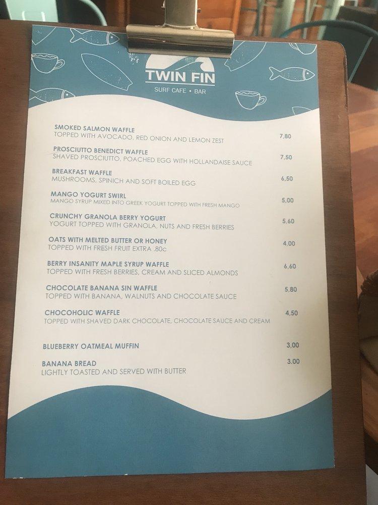 Menu at Twin Fin pub & bar, Lagos