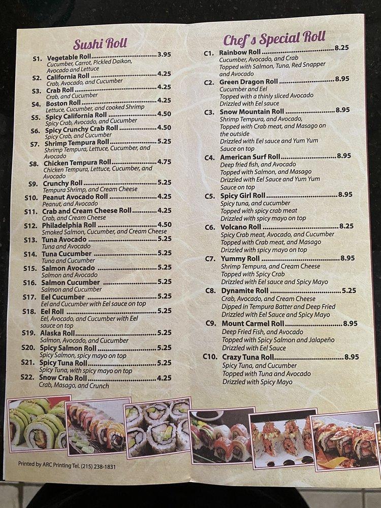 Menu at China Bowl and Sushi restaurant, Mount Carmel
