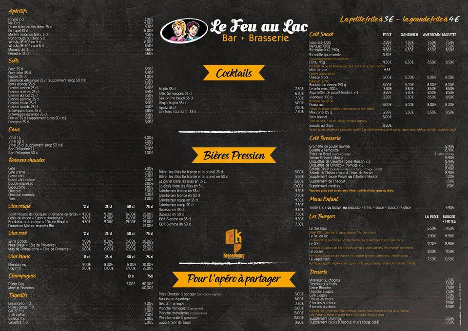 Menu au Le Feu Au Lac restaurant, Valenciennes