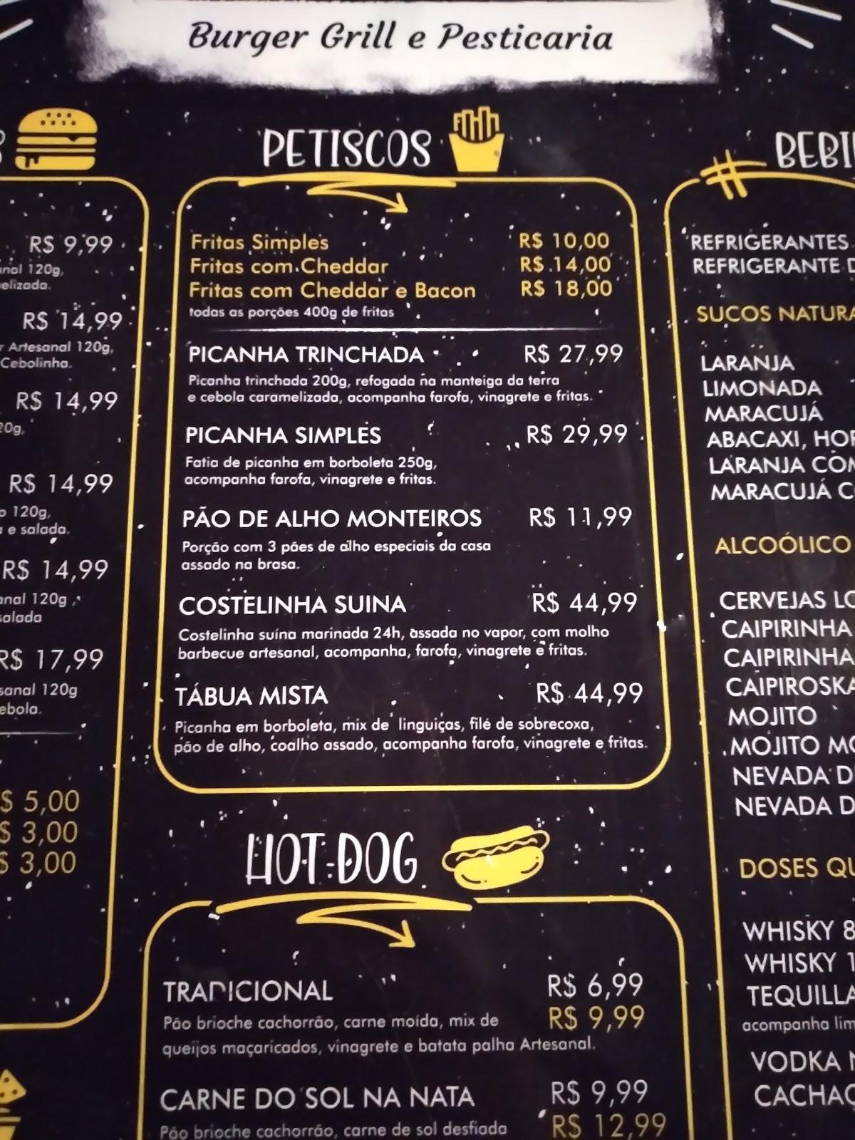 Menu em Monteiro's Burger Grill restaurante, Parnamirim