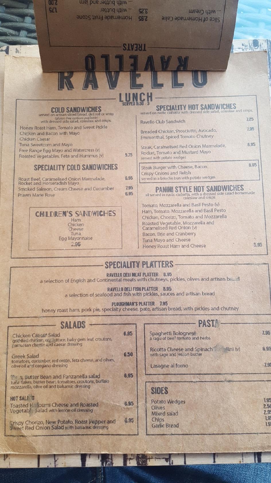 Menu at Ravello Cafe & Delicatessen, Mirfield
