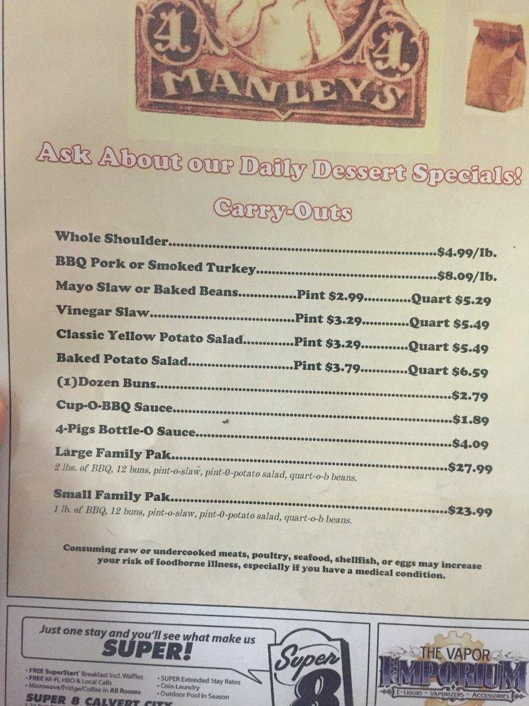 Menu at 4 Little Pigs BBQ, Benton