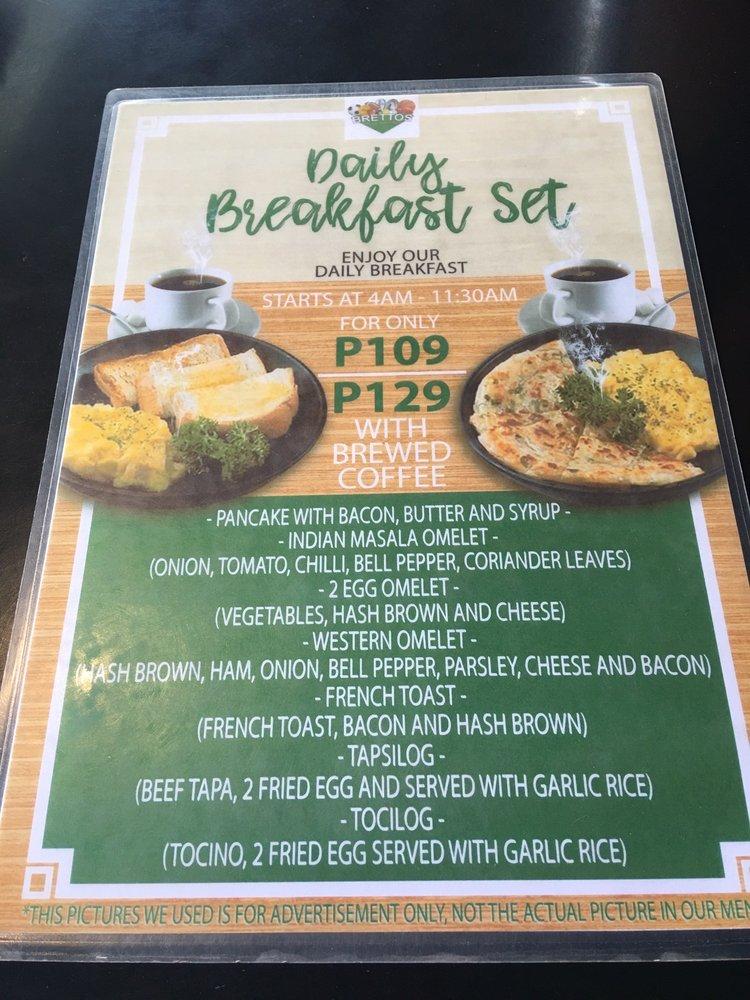 Menu at Bretto's Grill Sports Bar, Angeles