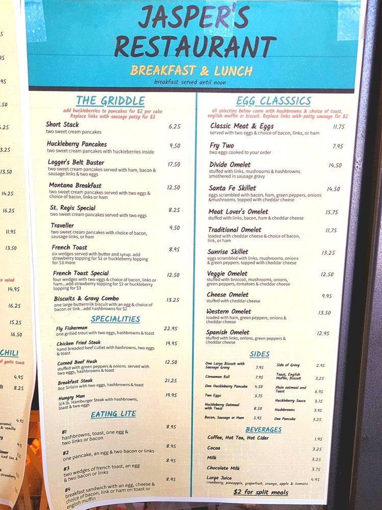 Menu at Jasper's Restaurant, Saint Regis