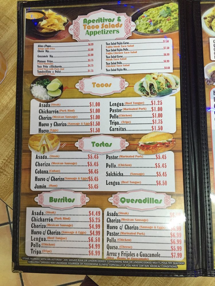 Menu at Los Ranchos Latinos restaurant, Norcross