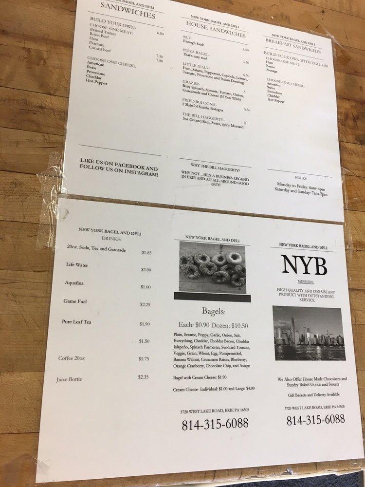 Menu at New York Bagel And Deli, Erie