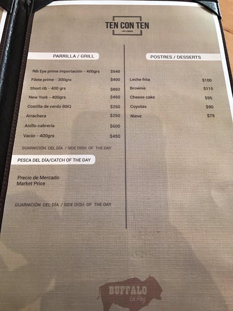 Carta del restaurante Ten Con Ten Los Cabos, Cabo San Lucas, Cam. Real 628