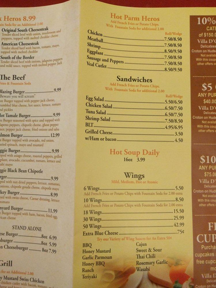 Menu at Villa D'oro Italian Deli and Bakery, Crugers