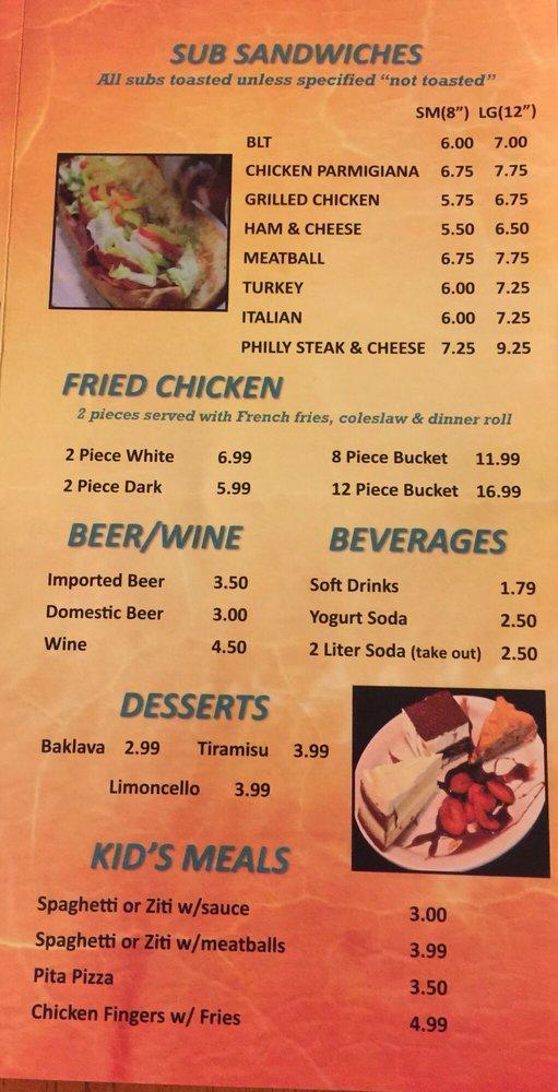 Menu at Athens Pizza & Kabob pizzeria, Matthews