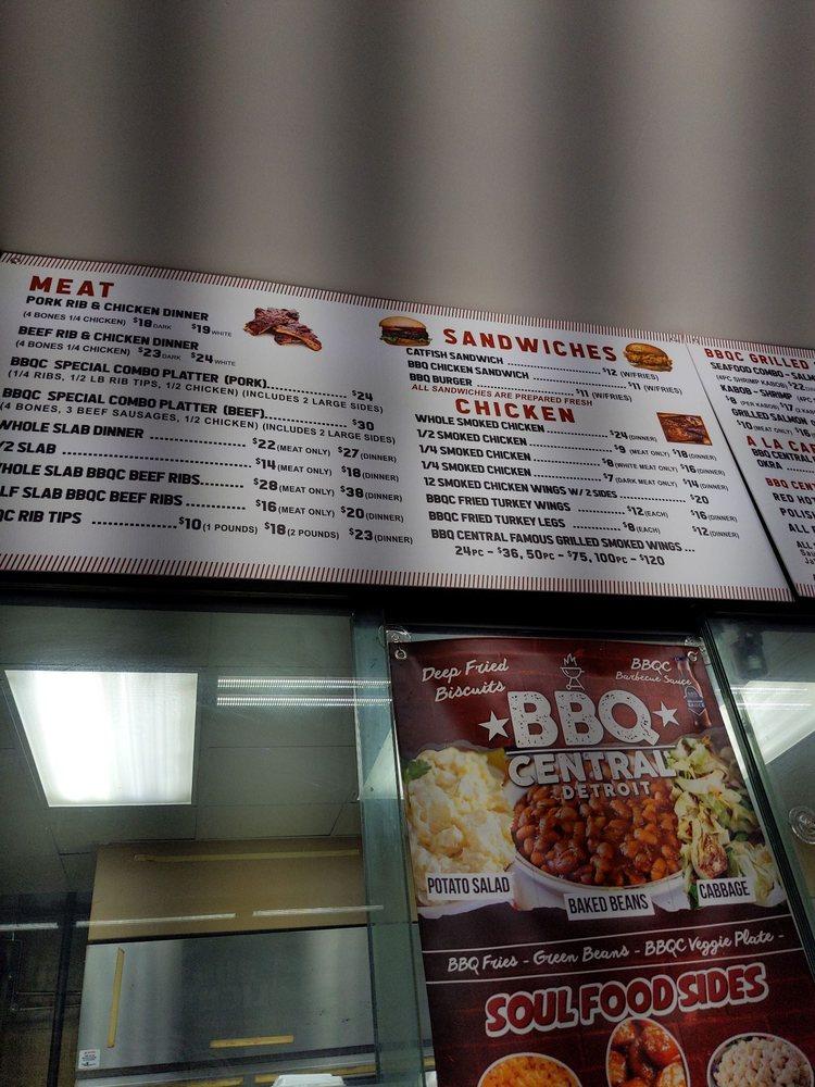 Menu at BBQ CENTRAL, Detroit, W Seven Mile Rd