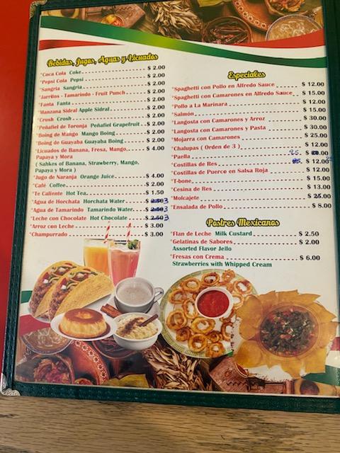 Menu at El Gitano restaurant, Plainfield