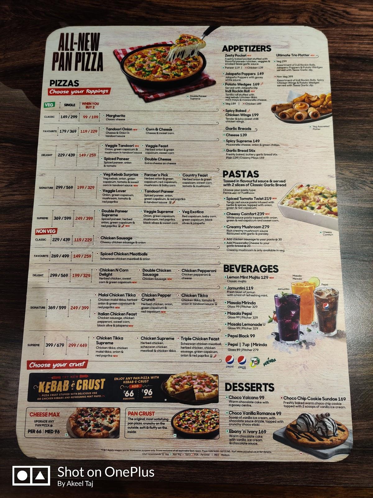 Menu at Pizza Hut, Srinagar, SN 302