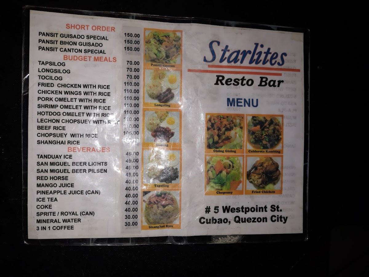 Menu at Starlites Resto Bar, Quezon City, J3F2+8VC