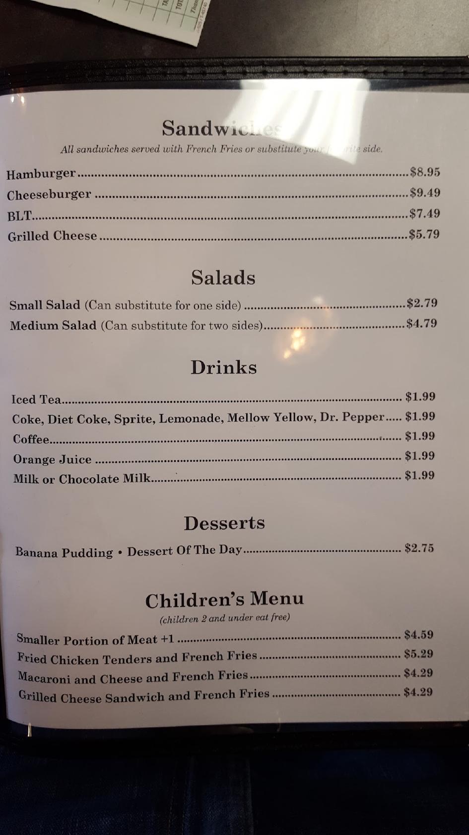 Menu at Sweet P's Southern Style restaurant, Clarksville