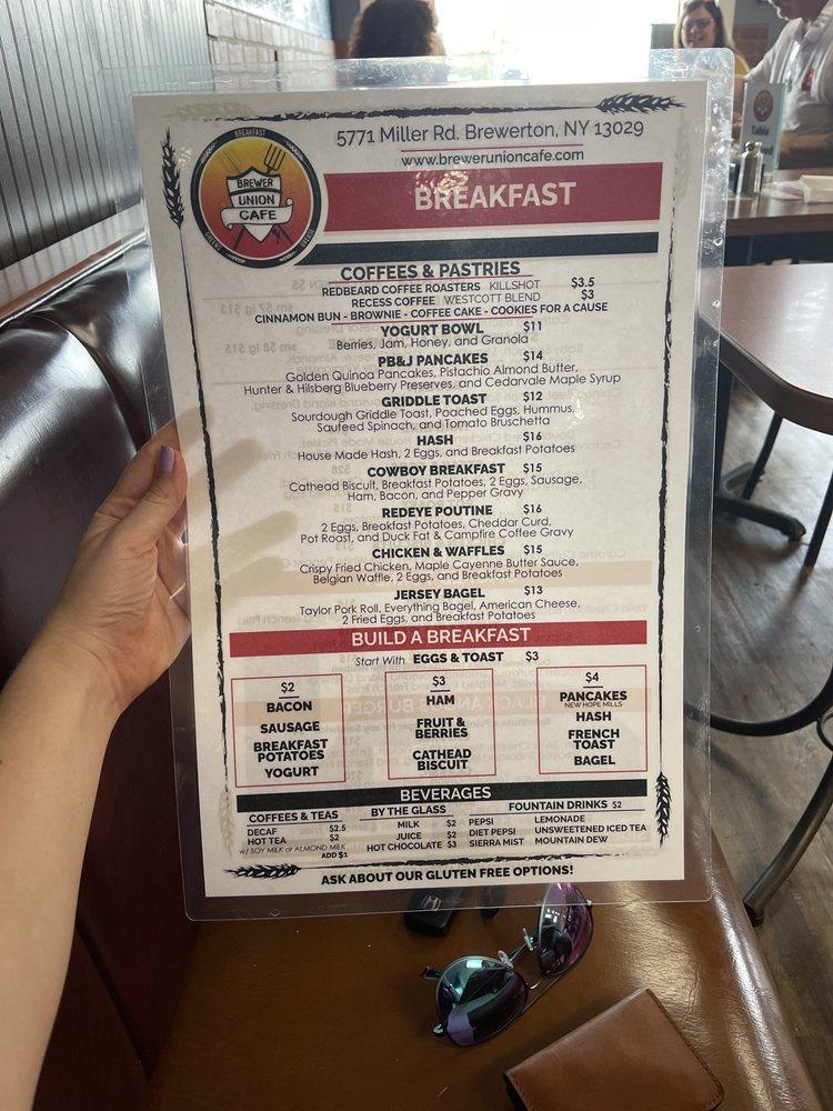 Menu at Brewer Union Cafe, Brewerton