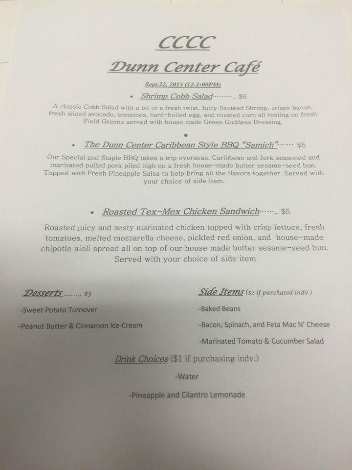 Menu at Dunn Center Café cafe, Dunn