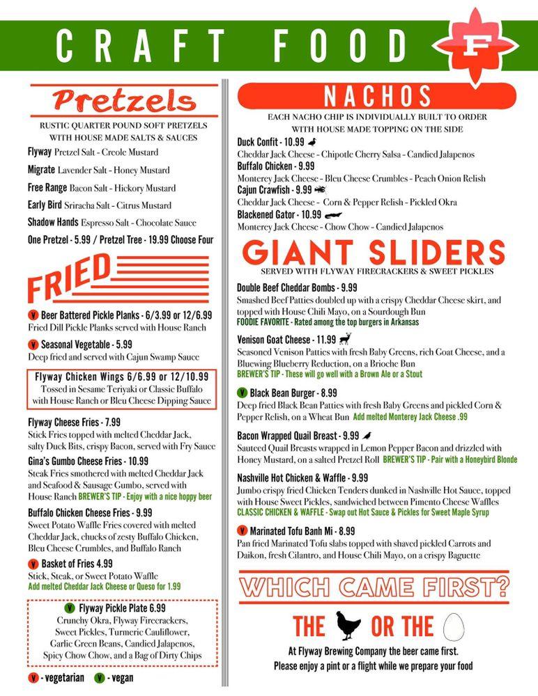 Menu at Flyway Brewing pub & bar, North Little Rock