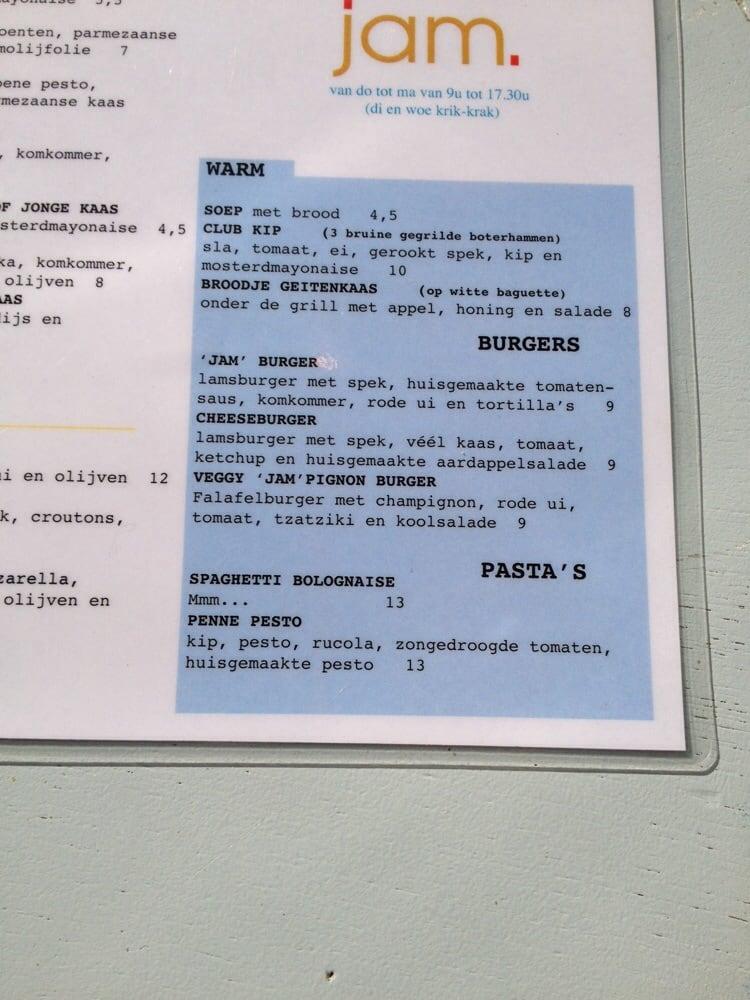 Menu at Jam., Antwerp