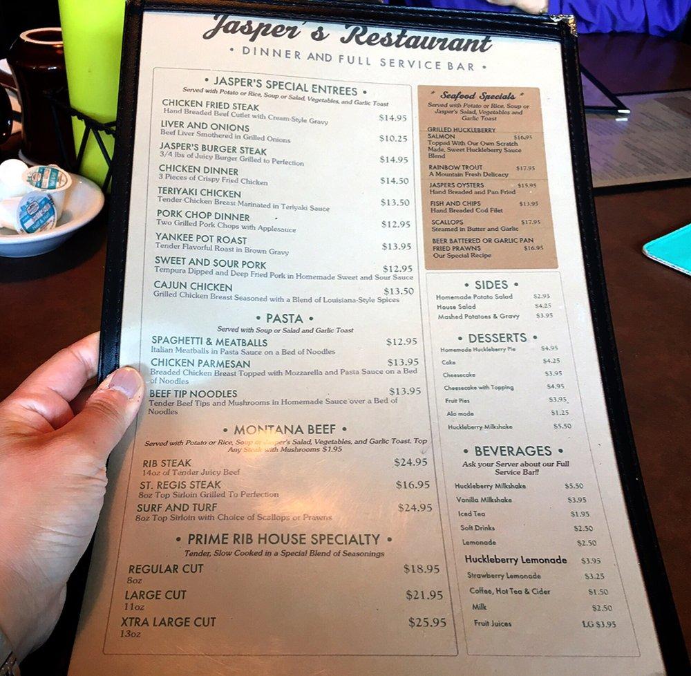Menu at Jasper's Restaurant, Saint Regis