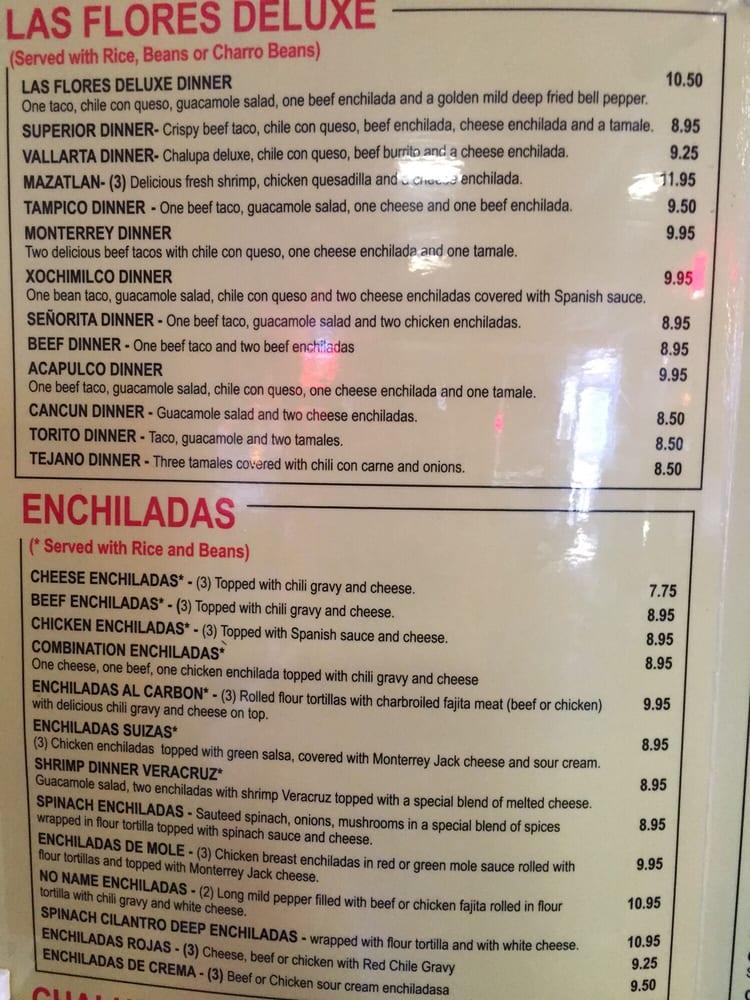 Menu at Las Flores Mexican Restaurant, Houston, Stuebner Airline Rd F
