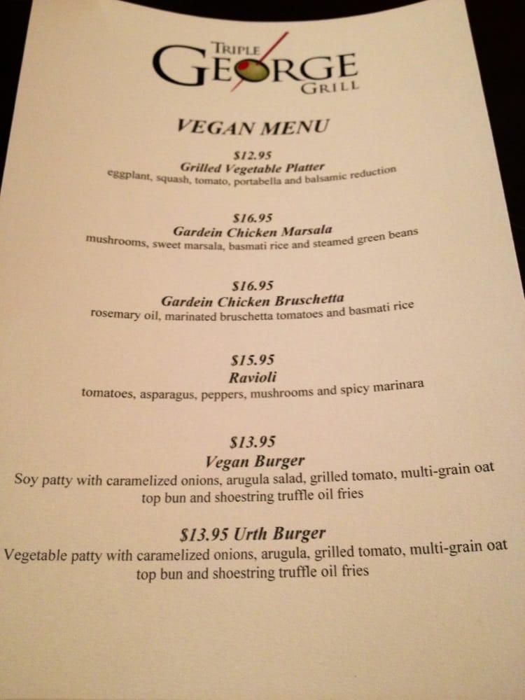 Menu at Triple George Grill steakhouse, Las Vegas