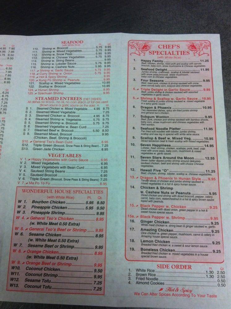 Menu at Wonderful house Chinese and sushi restaurant, Sinking Spring
