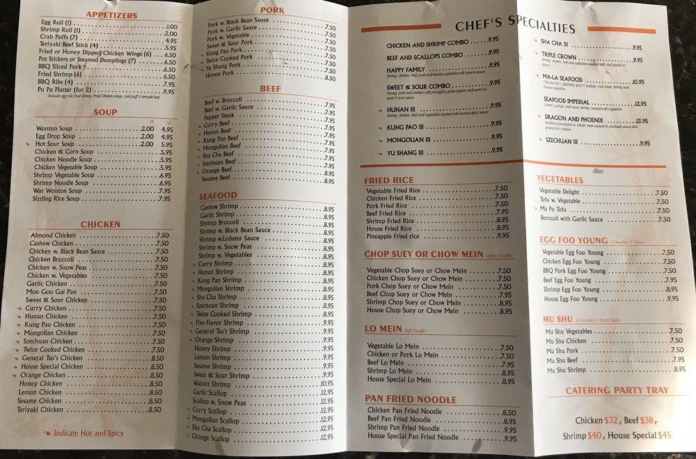 Menu at Big Wa Chinese Restaurant, Casa Grande