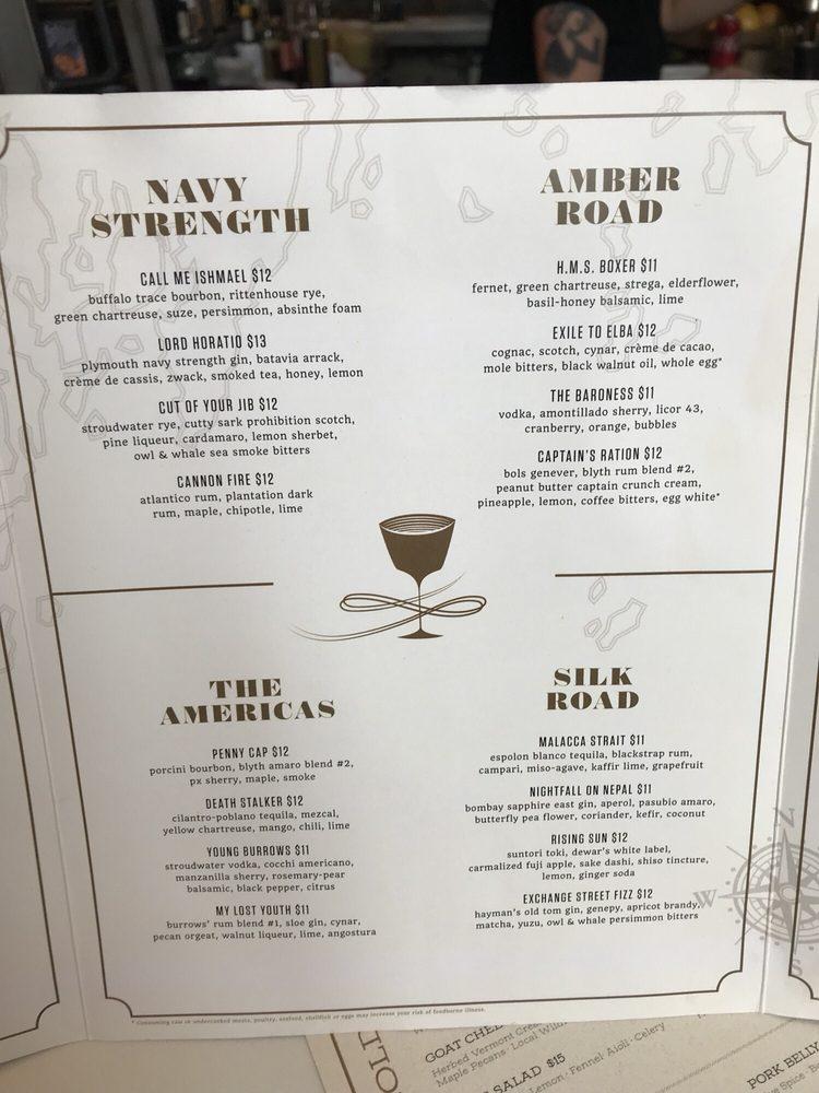 Menu at Blyth & Burrows pub & bar, Portland