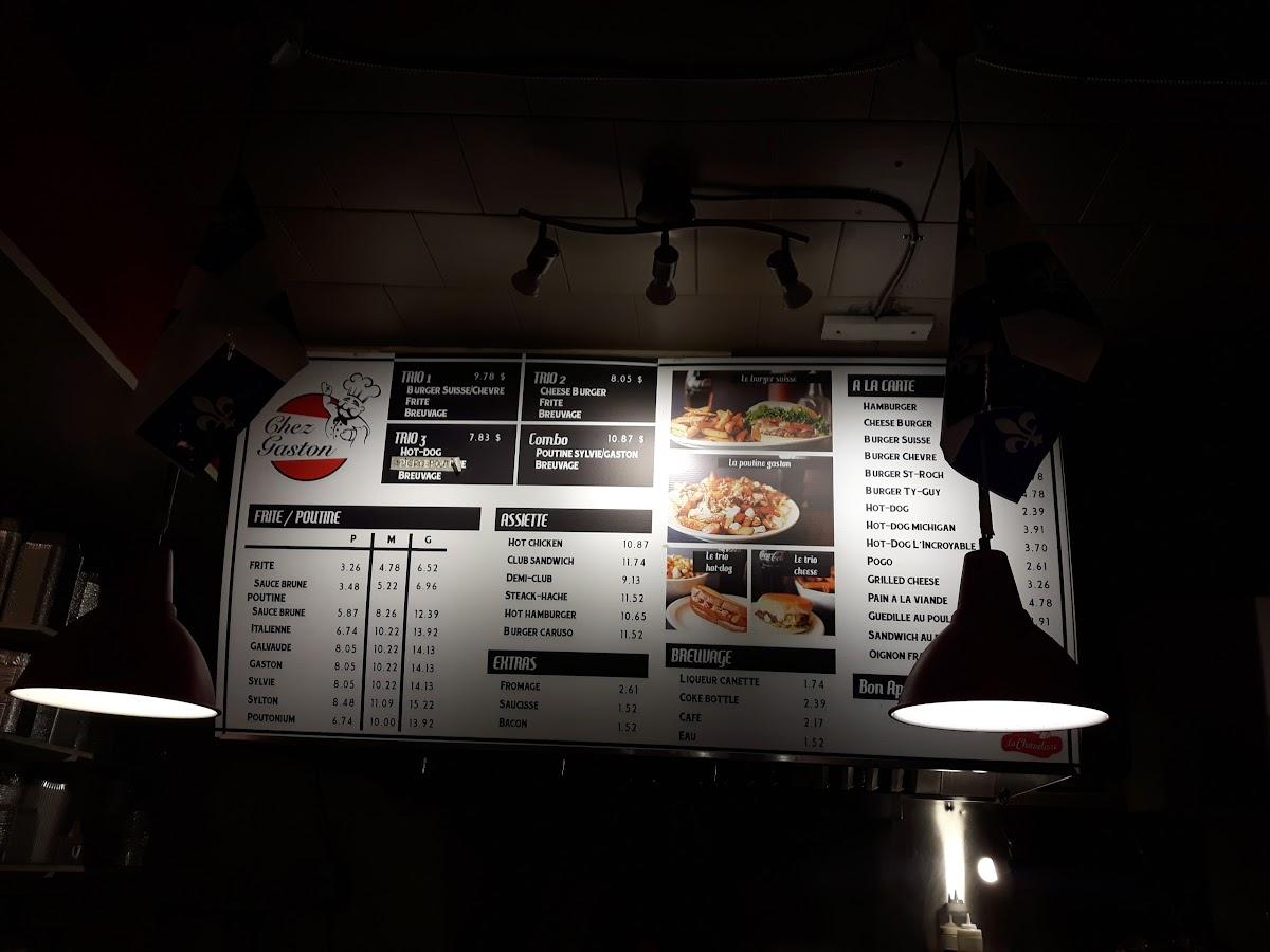 Carta del pub y bar Casse-Croute Chez Gaston, Quebec