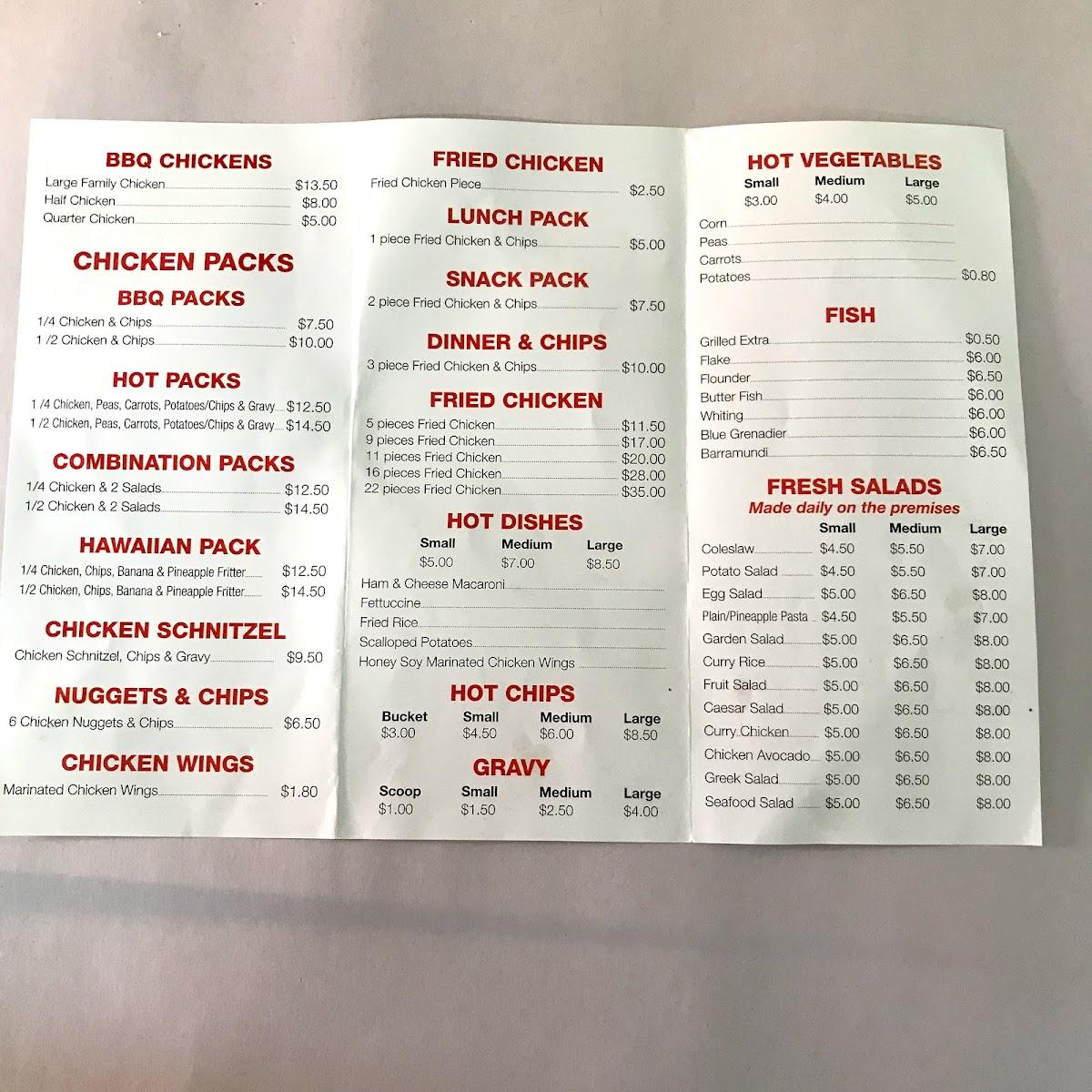 Menu at Laughing Chicken fast food, Deniliquin